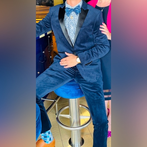 Express | Suits & Blazers | Express Navy Velvet Blazer And Pant Suit ...